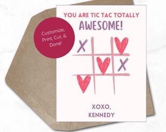 Editable Blue Tic Tac Totally Awesome Valentine's Day Cards, Happy ...