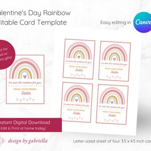 Editable Rainbow Valentine's Day Cards, Happy Valentine's Day Card ...
