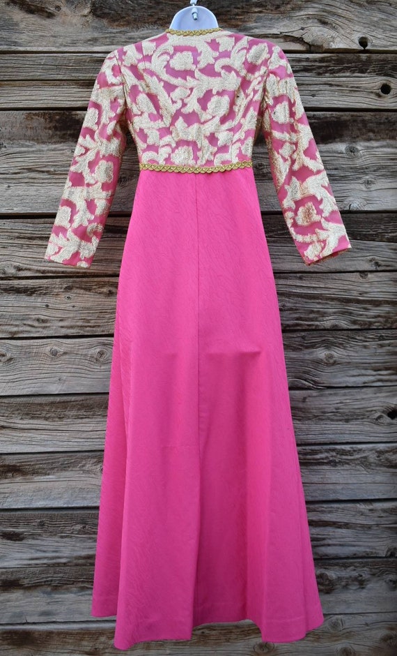 Vintage 1960s Handmade Pink and Metallic Gold Dress - Gem