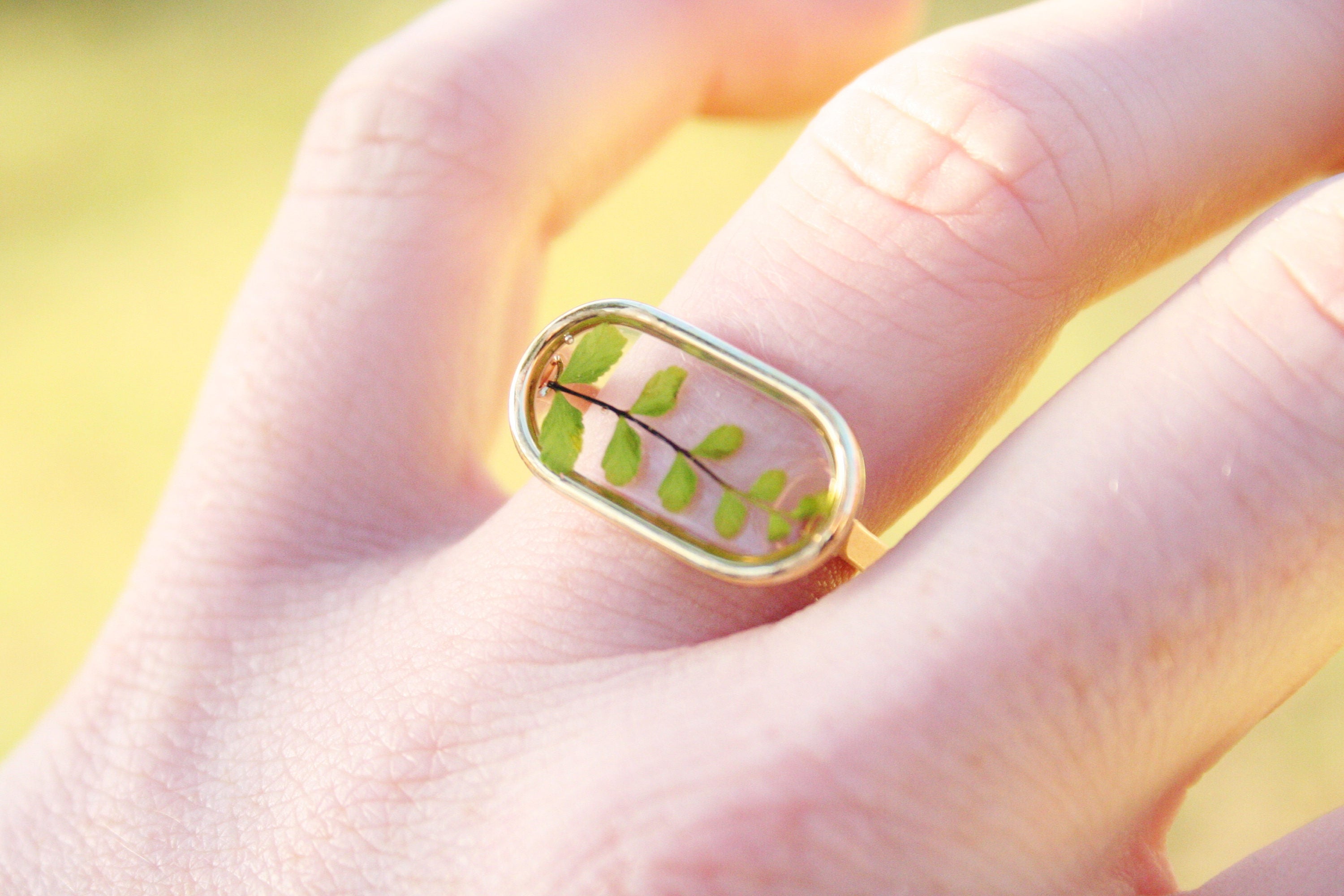 US size 7 only / Pressed fern ring Geometrical ring Circle | Etsy