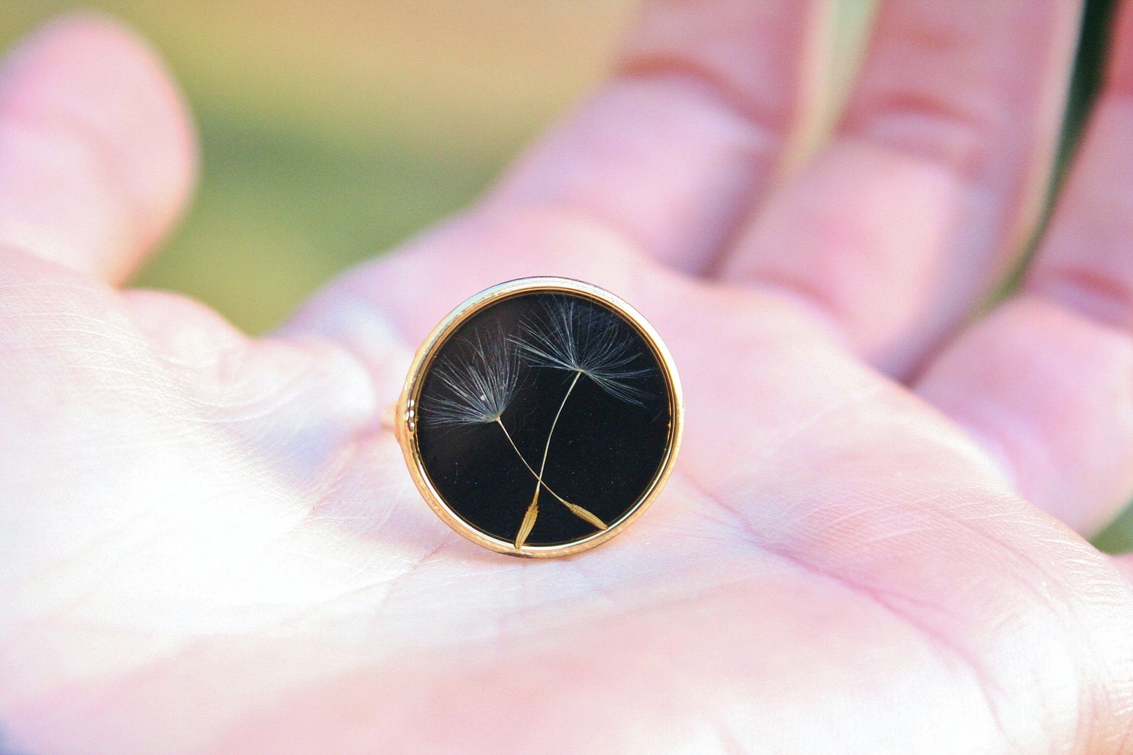 US Size 7 Only / Real Dandelion Seeds Ring Geometrical Ring | Etsy