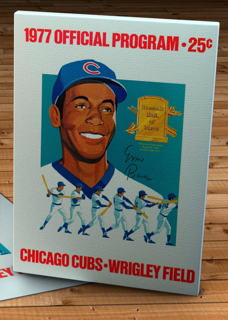 1977 Vintage Chicago Cubs Baseball Program - Ernie Banks - Canvas ...