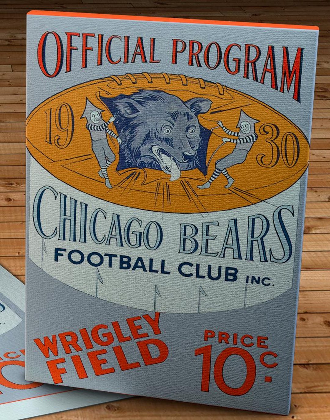 1930 Vintage Chicago Bears Football Program - Wrigley Field - Canvas ...