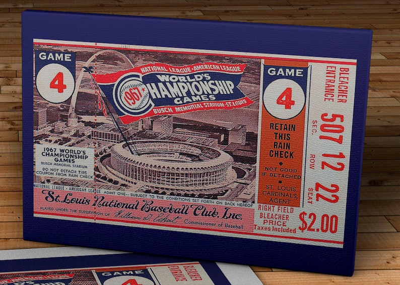 1967 Vintage St. Louis Cardinals World Series Ticket - Canvas Gallery ...