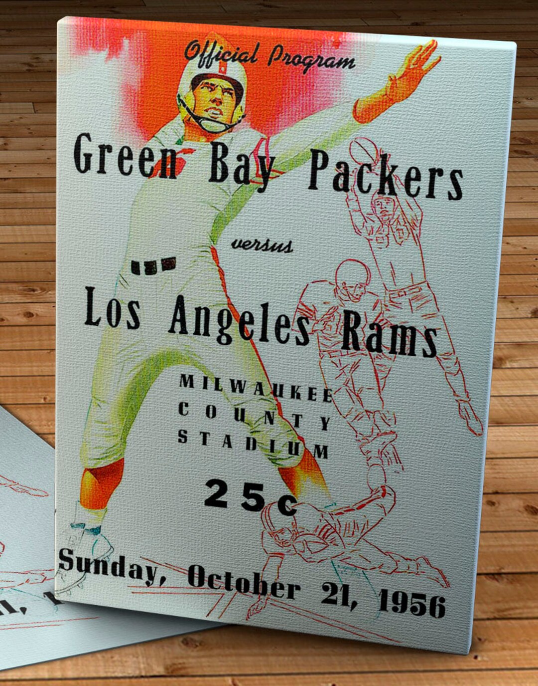 1956 Vintage Green Bay Packers - Los Angeles Football Program - Canvas ...