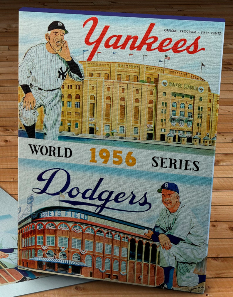 1956 World Series Program Canvas Gallery Wrap – Yankees Vs Dodgers - Etsy