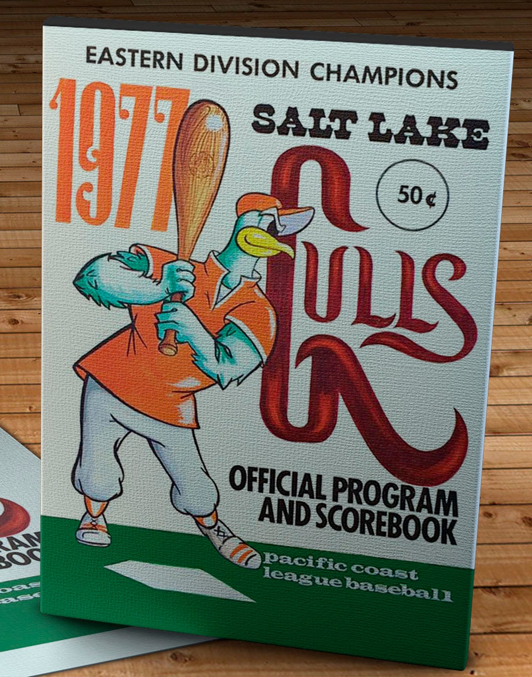 1977 Vintage Salt Lake City Gulls Baseball Program Cover - Canvas ...