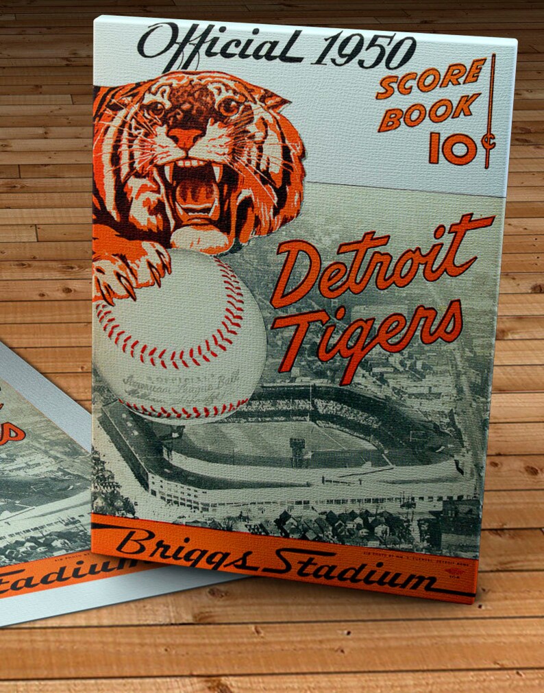 1950 Vintage Detroit Tigers - Briggs Stadium Program - Canvas Gallery ...