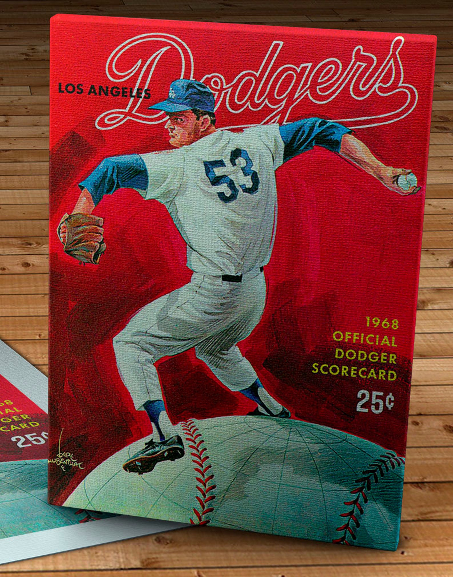 1968 Vintage Los Angeles Dodgers - Don Drysdale Scorecard - Canvas ...