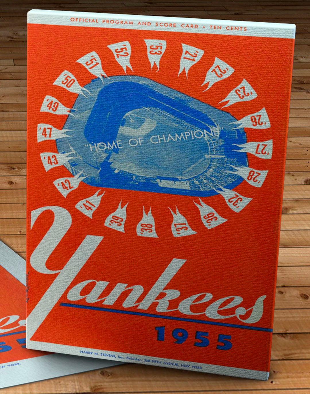 1955 Vintage New York Yankees Scorecard - Home of Champions - Canvas ...