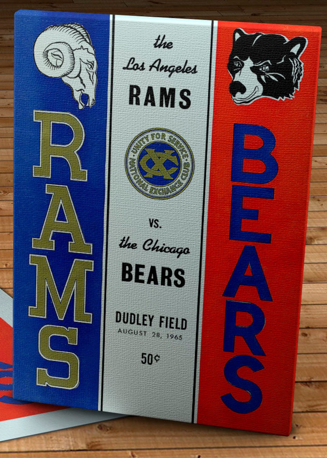 1965 Vintage Chicago Bears - Los Angeles Rams Football Program - Canvas ...