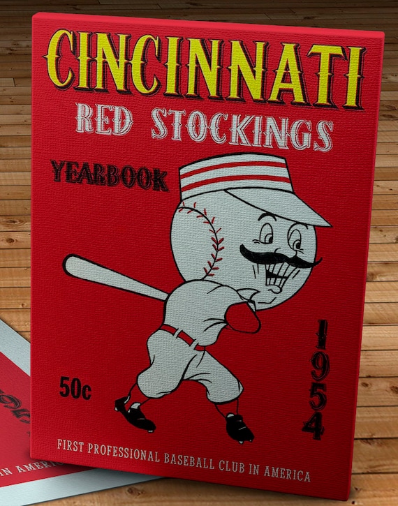 1954 Vintage Cincinnati Reds Baseball Yearbook Canvas | Etsy