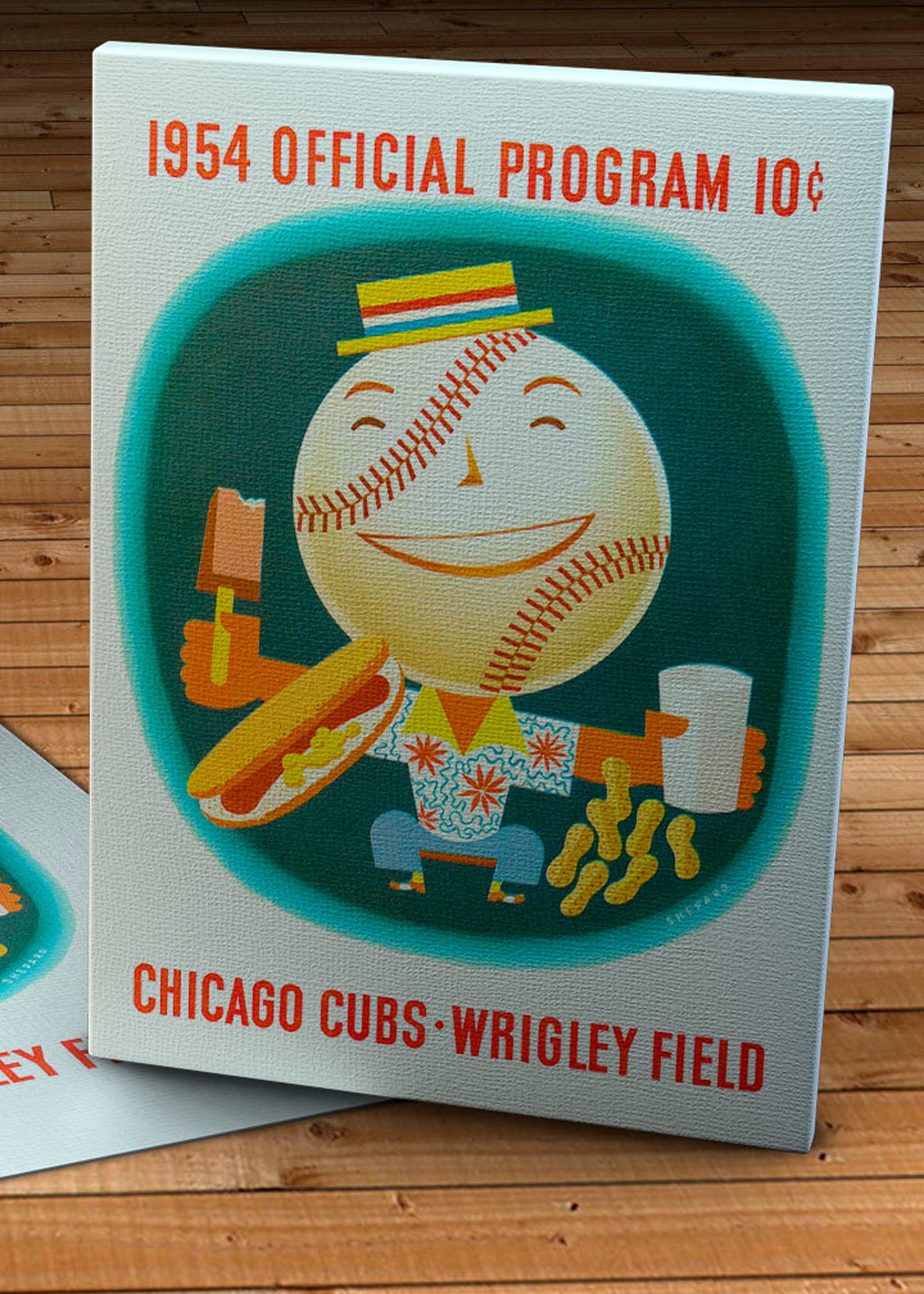 1954 Vintage Chicago Cubs Baseball Program Canvas Gallery Wrap - Etsy