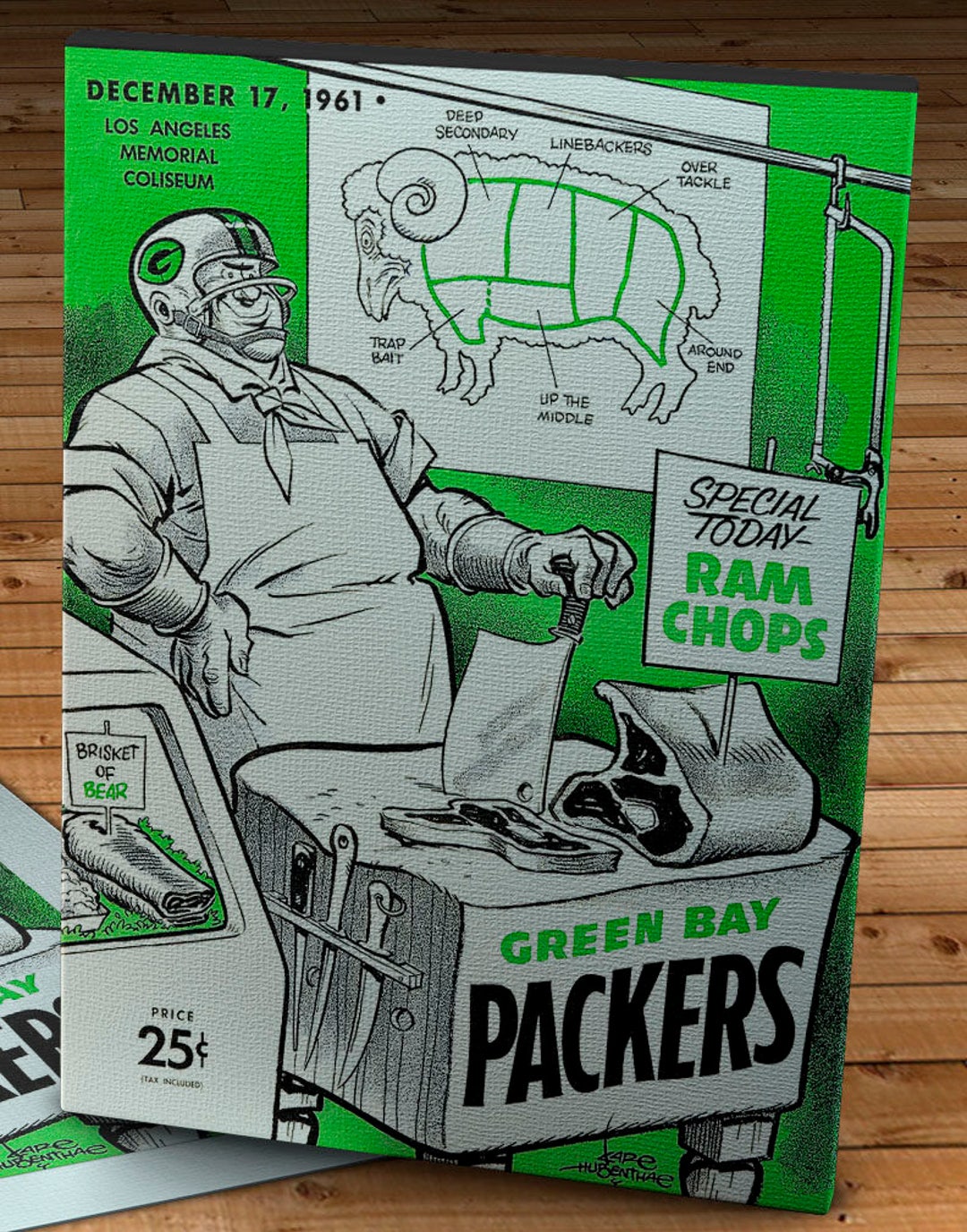 1961 Vintage Green Bay Packers - Los Angeles Football Program - Canvas ...