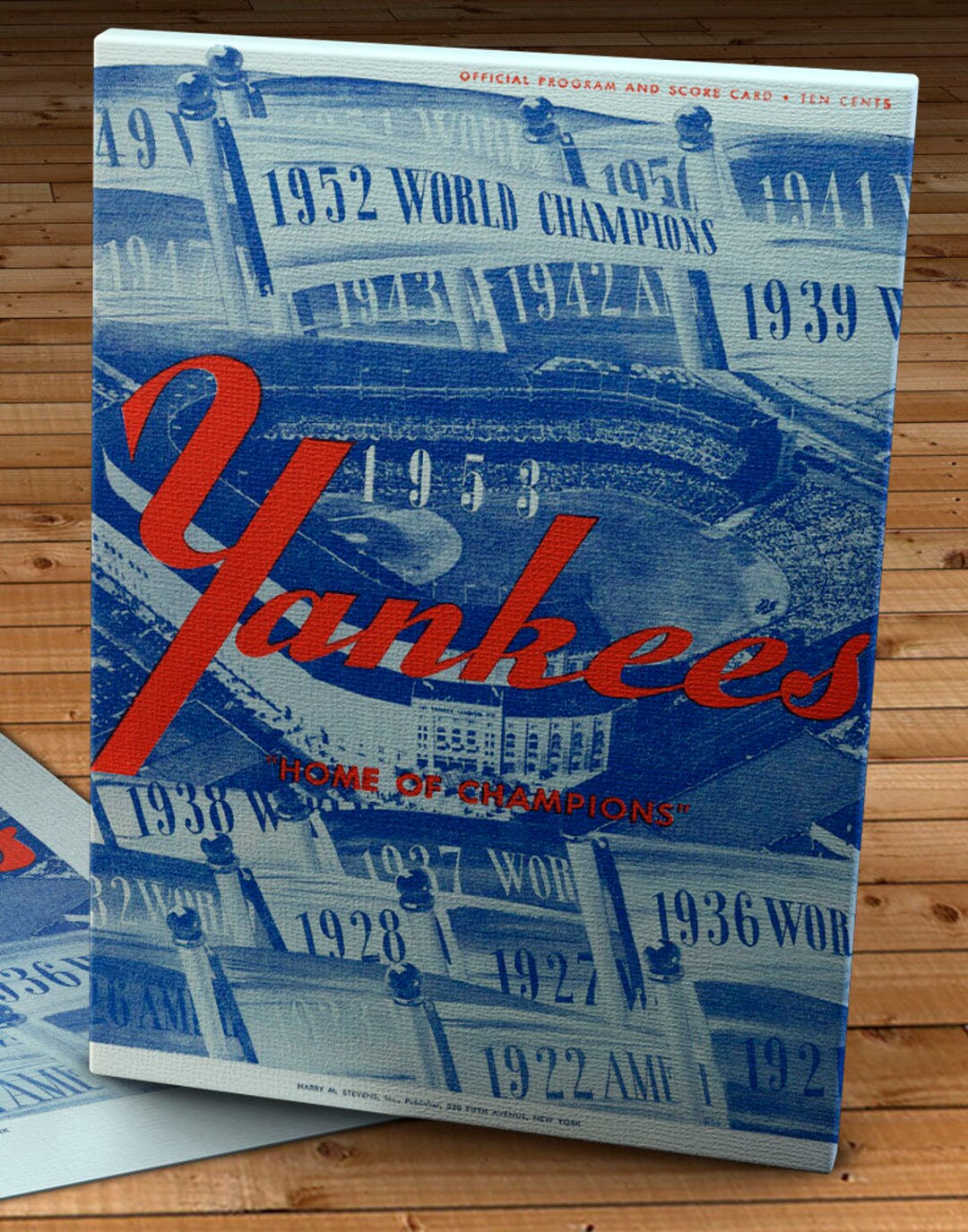 1953 Vintage New York Yankees Scorecard - Home of Champions - Canvas ...