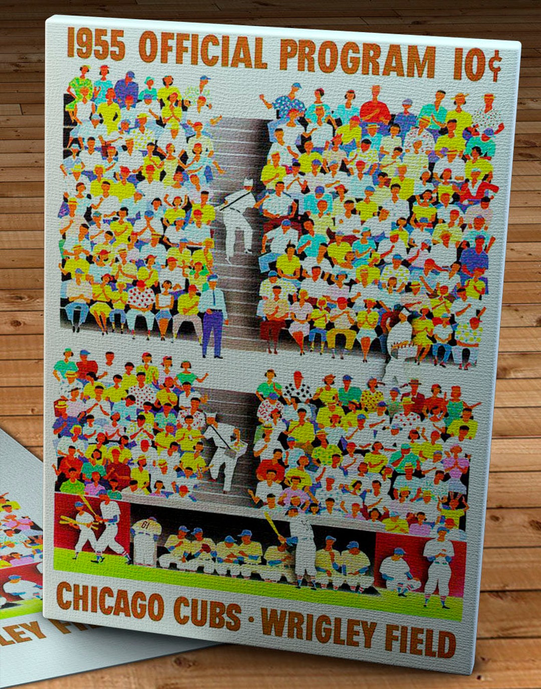 1955 Vintage Chicago Cubs Baseball Program - Wrigley Field - Canvas ...