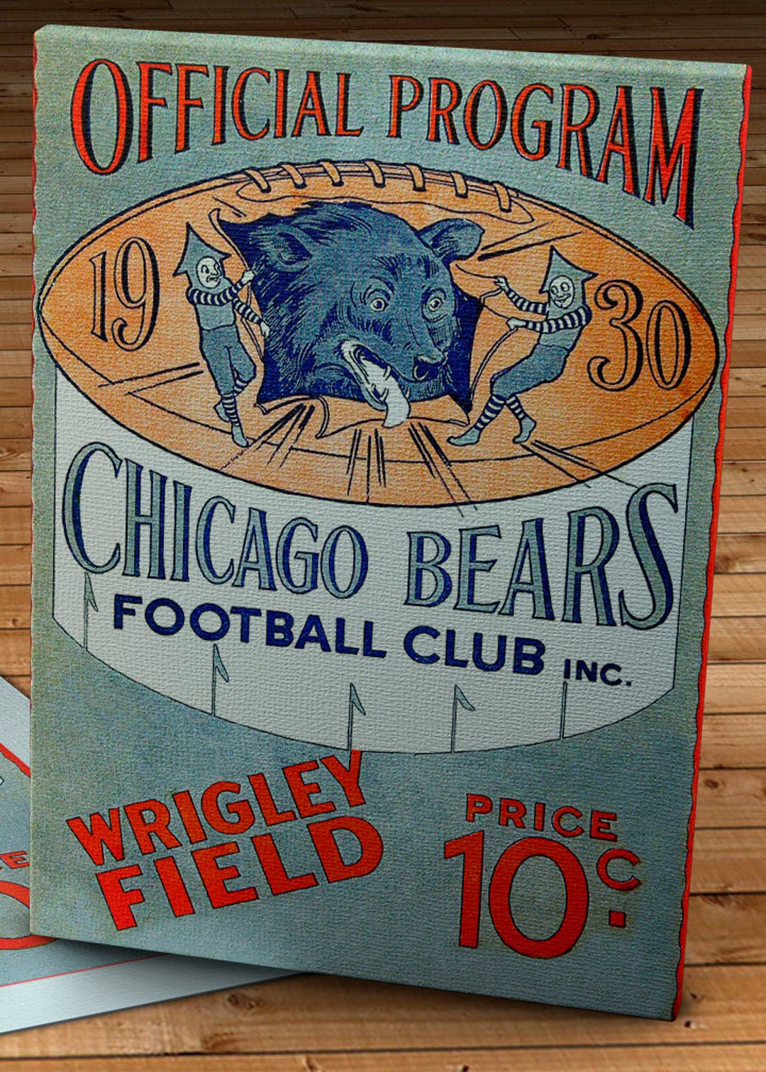 1930 Vintage Chicago Bears Football Program Wrigley Field Canvas ...