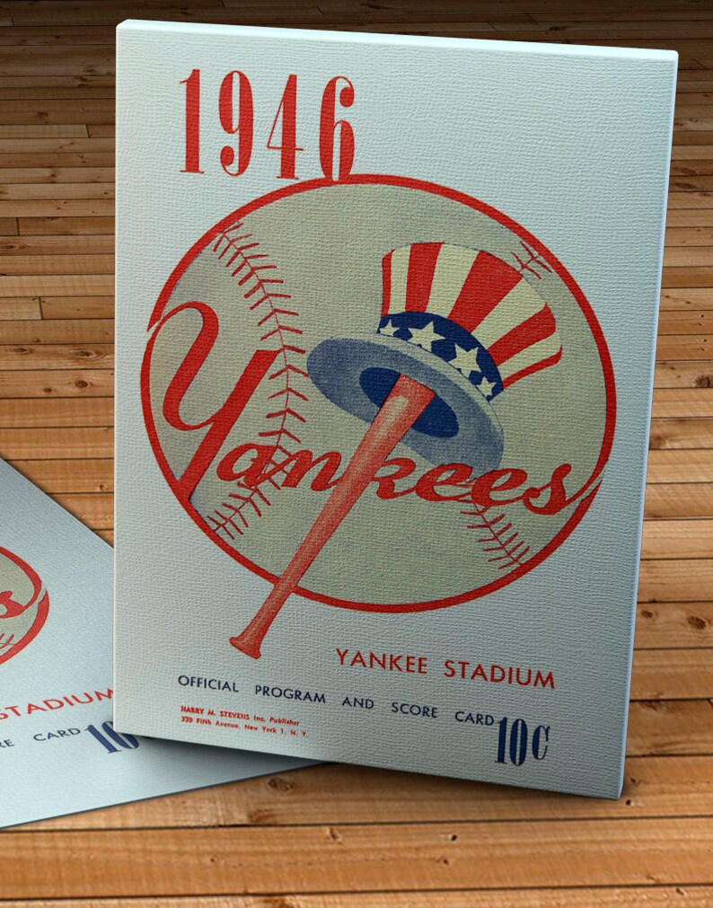 1946 Vintage New York Yankees Program - Canvas Gallery Wrap - Etsy