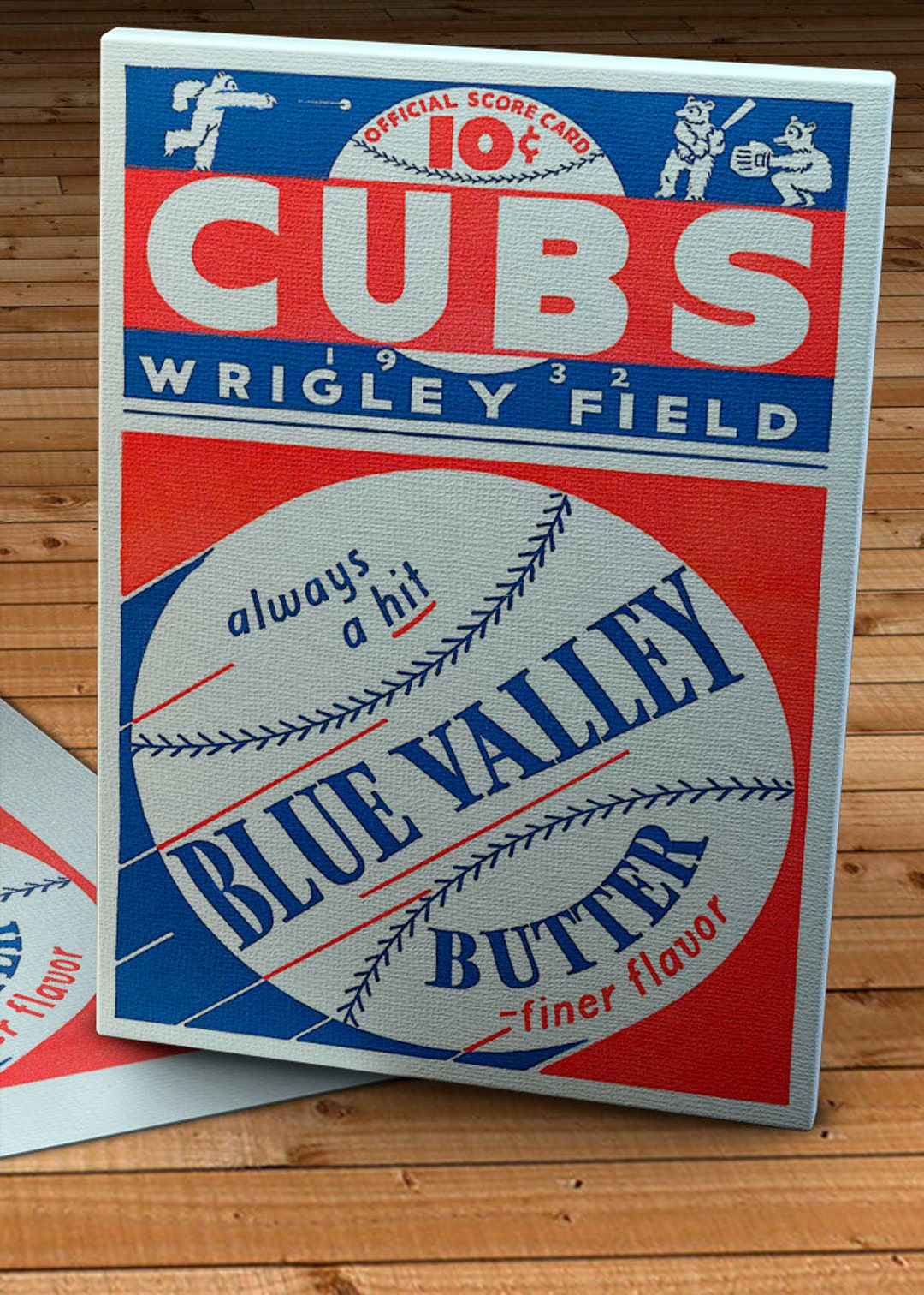 1932 Vintage Chicago Cubs Baseball Program - Blue Valley - Canvas ...