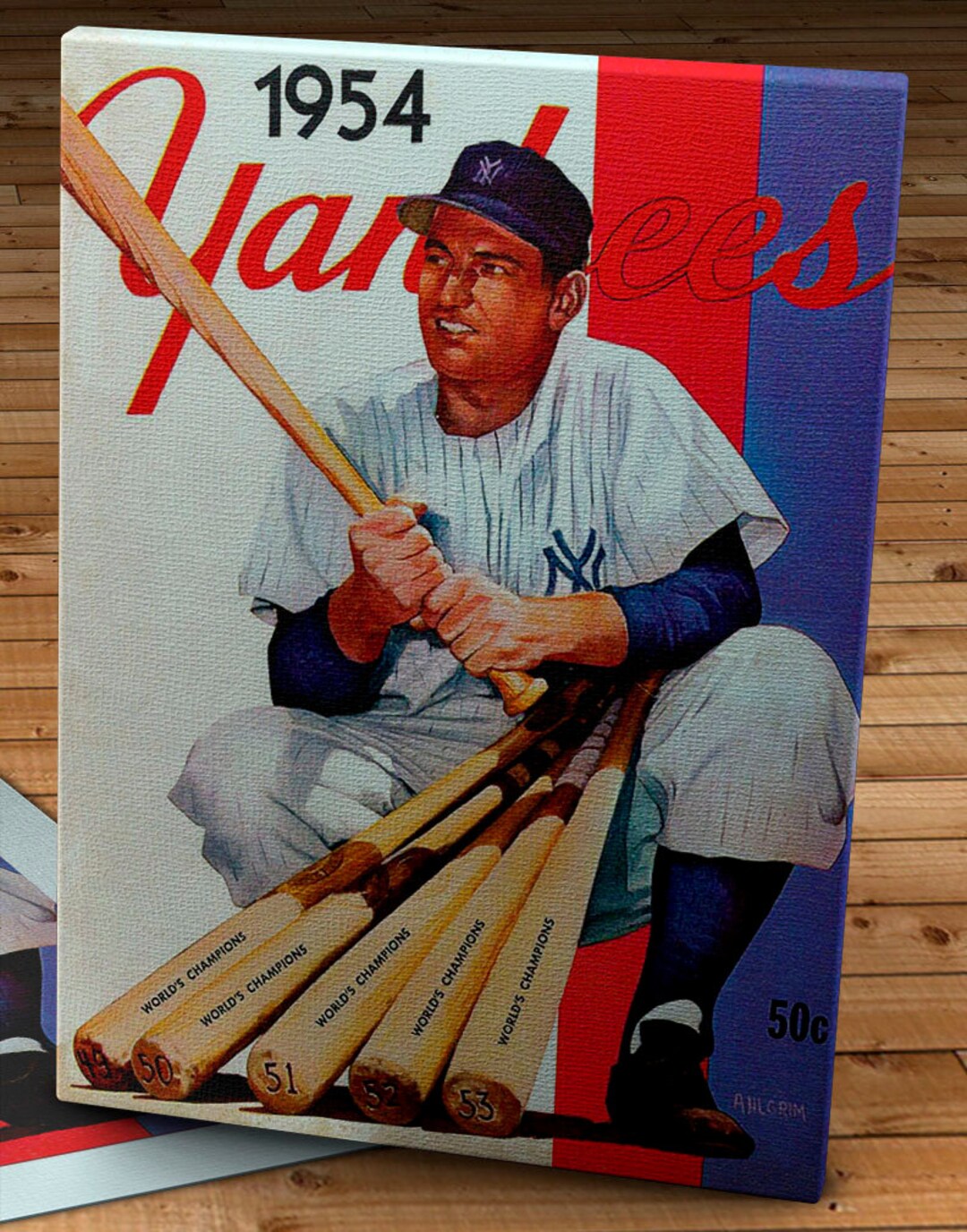 1954 Vintage New York Yankees Yearbook - Canvas Gallery Wrap - Etsy