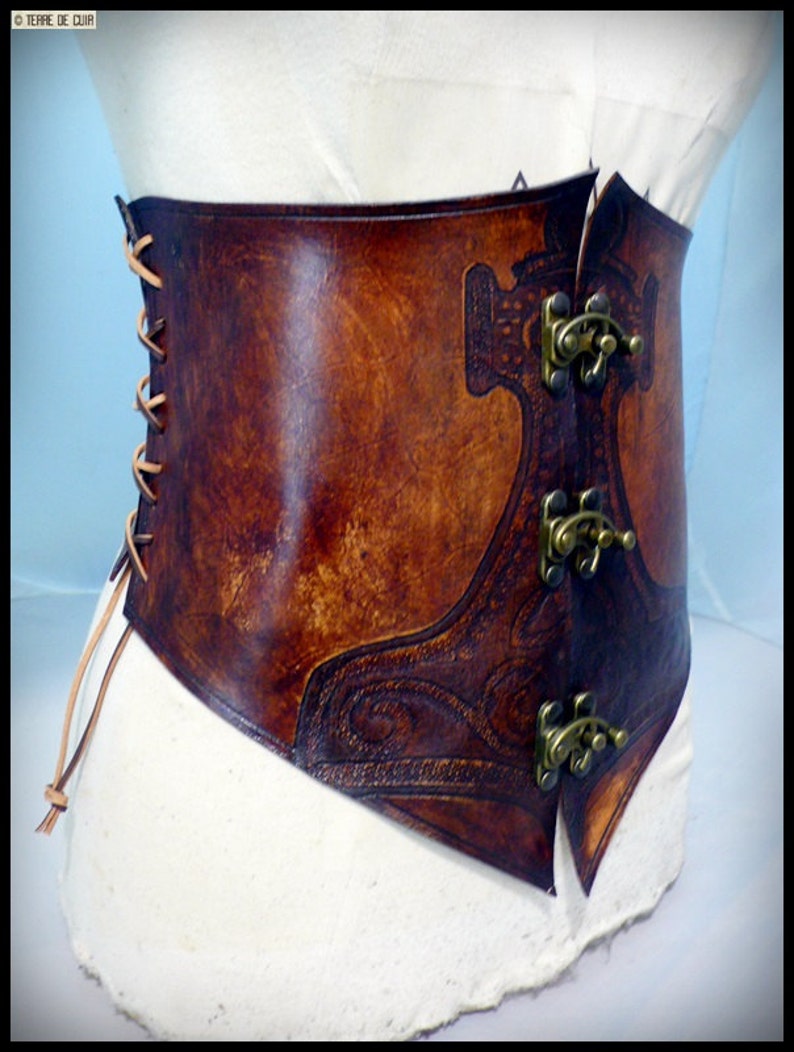 Thor brown leather corset aged vegetable tanned | Etsy