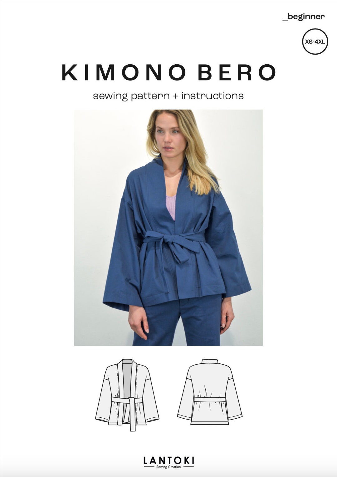 Sewing Pattern Kimono Sewing Beginners DIY Pattern Tutorial PDF Pattern ...