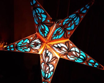 Star Lantern Pink Paisley Light, Paper Starlight, Power Cord Included ...