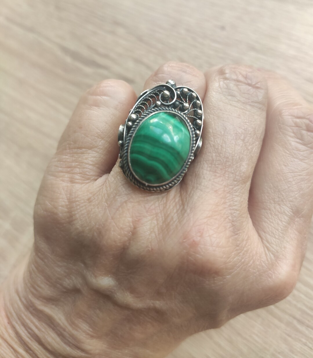 Vintage Mid Century Silver 875 Soviet Russian Filigree Silver Ring With ...