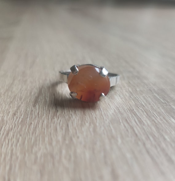 950 Silver Intaglio Carved Animal Carnelian Ring - Gem