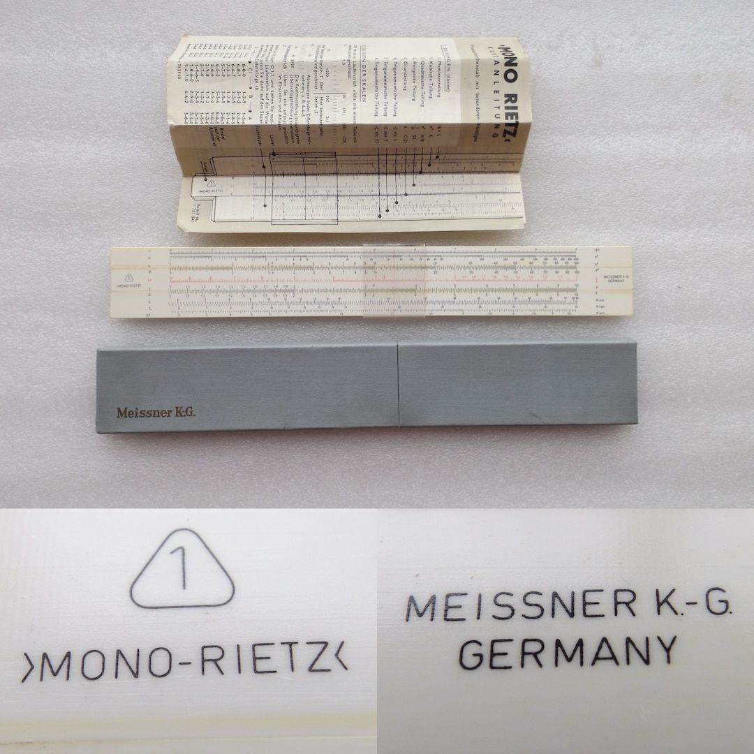 Slide Rule, Vintage Slide Rule Meissner K G MONO-RIETZ W/ Original Box ...