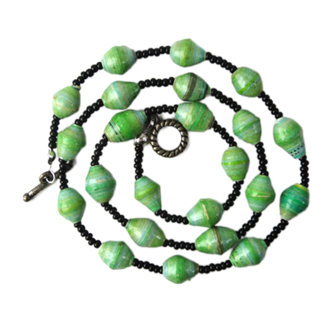 Green Necklace | Green Paper Bead Necklace | Statement Necklace ...