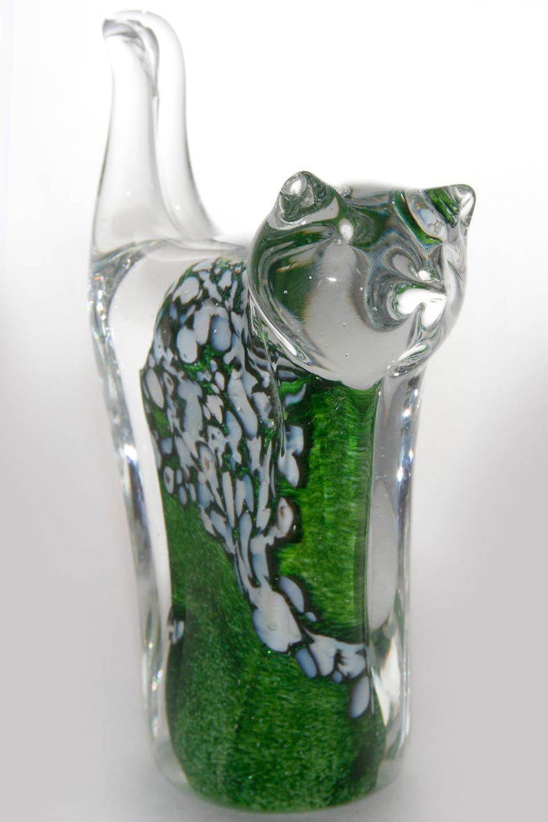 Glass Cat Figurine Ornament Collectible Art Sculpture Cat - Etsy