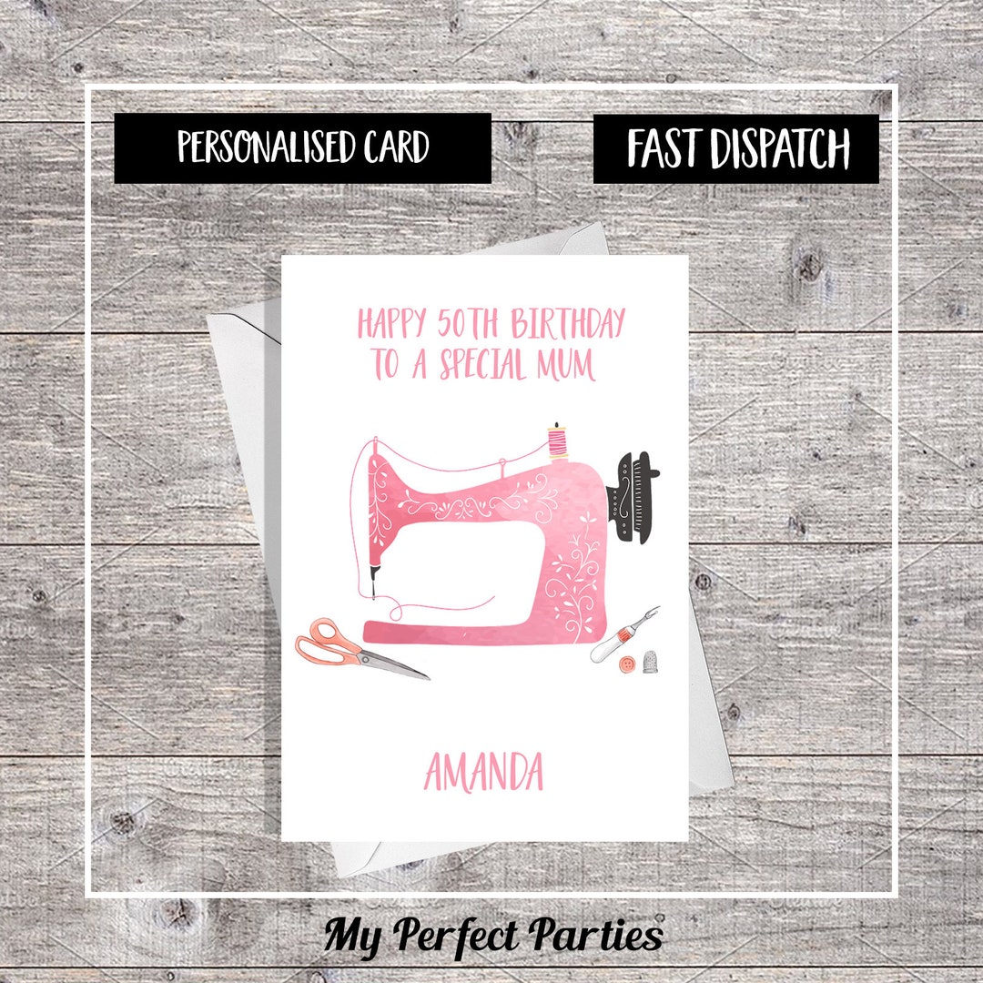 Personalised Sewing Machine Birthday Card Any Name and Age - Etsy