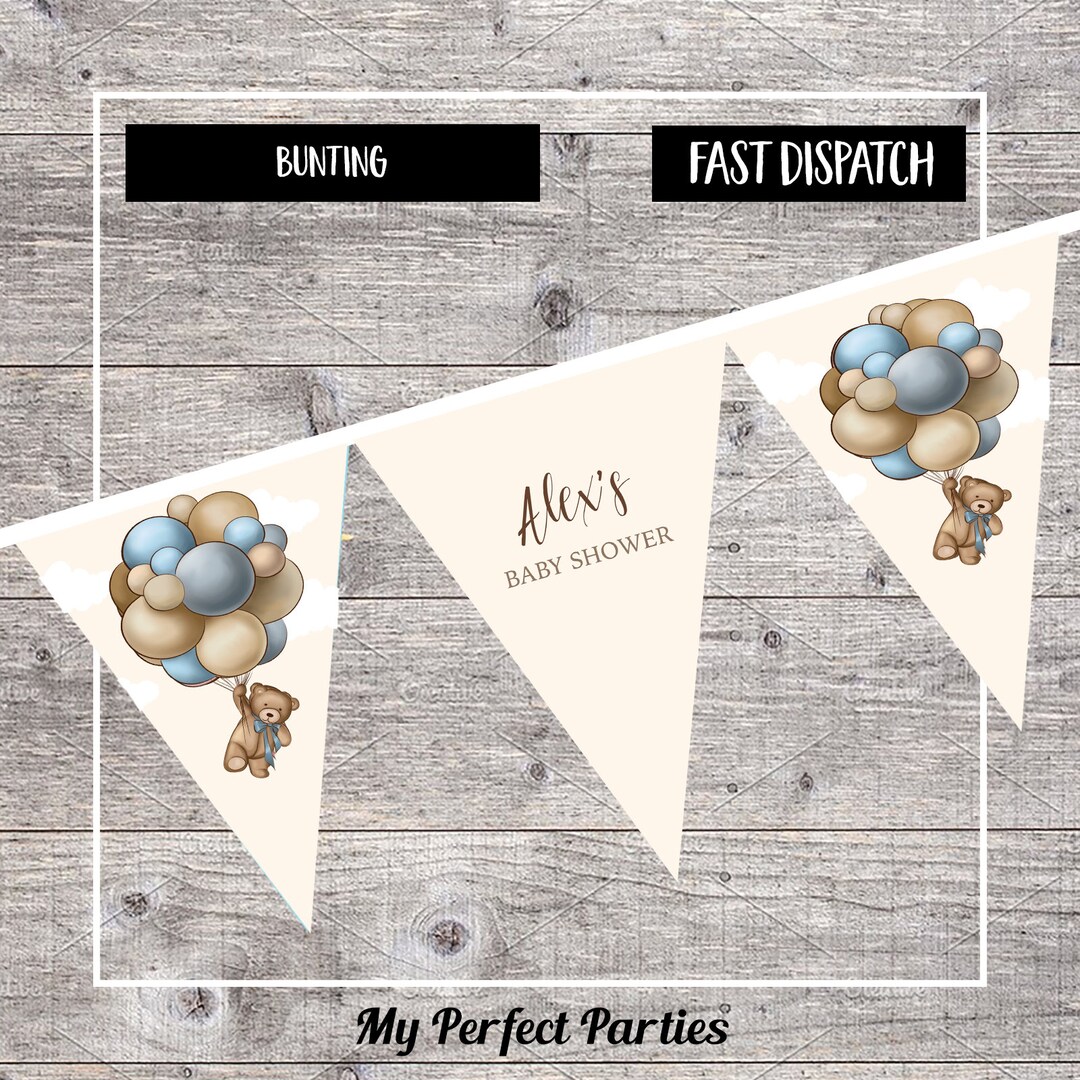 PERSONALISED Blue Boy Teddy Bear Birthday Party Baby Shower - Etsy