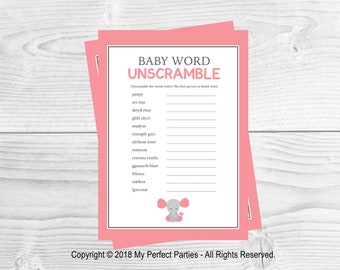 Elephant Baby Shower Word Scramble Game Printable Instant - Etsy