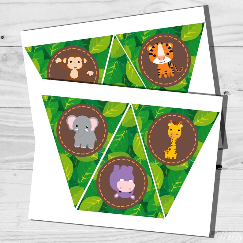 Safari Jungle Animal Banner Bunting Decoration Printable - Etsy