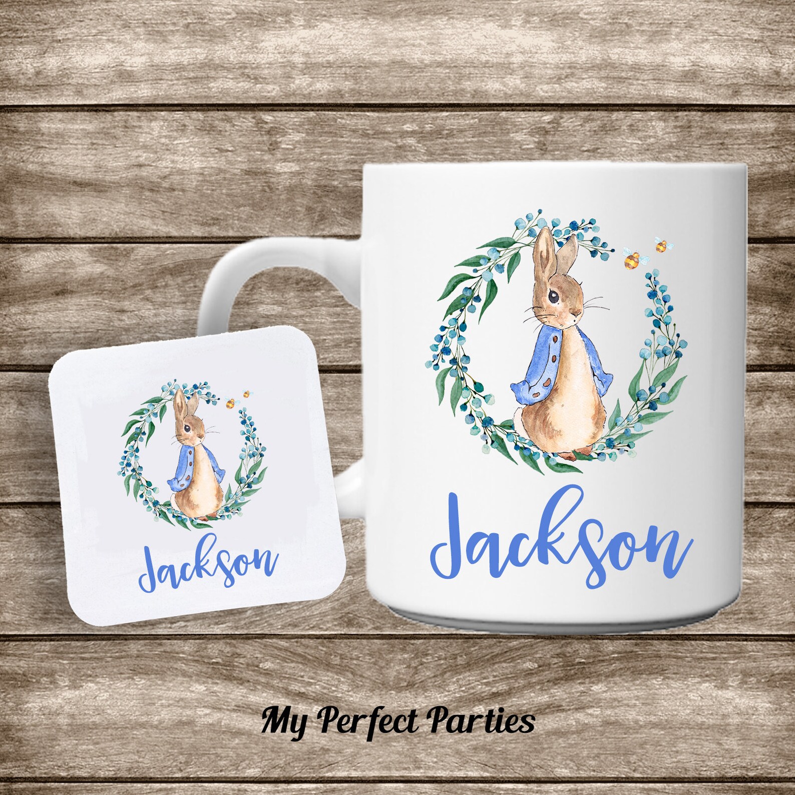 Personalised Beatrix Potter Peter Rabbit Mug Coaster Birthday ...