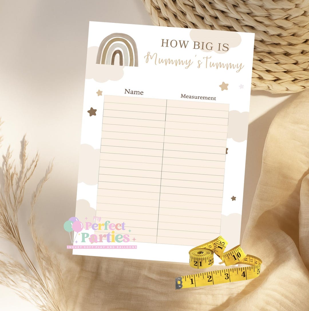 Boho Rainbow How Big is Mummy’s Tummy Baby Shower Game | With Tape ...