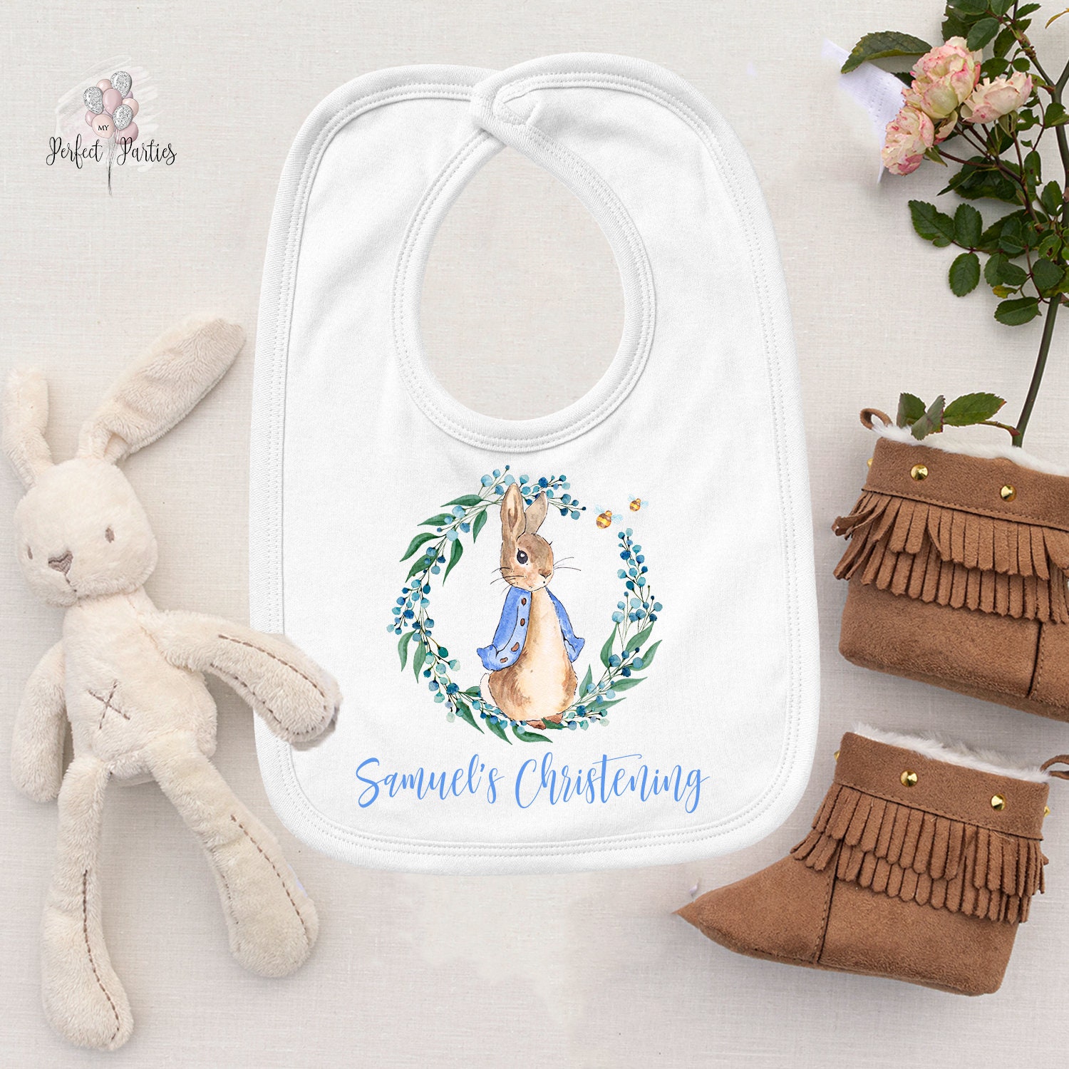 Personalised Peter Rabbit Christening Bib Baptism New Born - Etsy UK