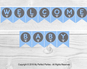 Blue Elephant Baby Shower Welcome Sign Large Personalized Boy - Etsy