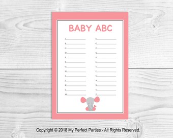 Pink Elephant Baby Shower Games Set of 8 Baby Shower Games - Etsy