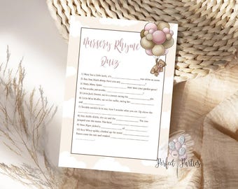 Baby Shower Game Nursery Rhyme Quiz in Teddy Bear Theme 10 - 40 Players ...
