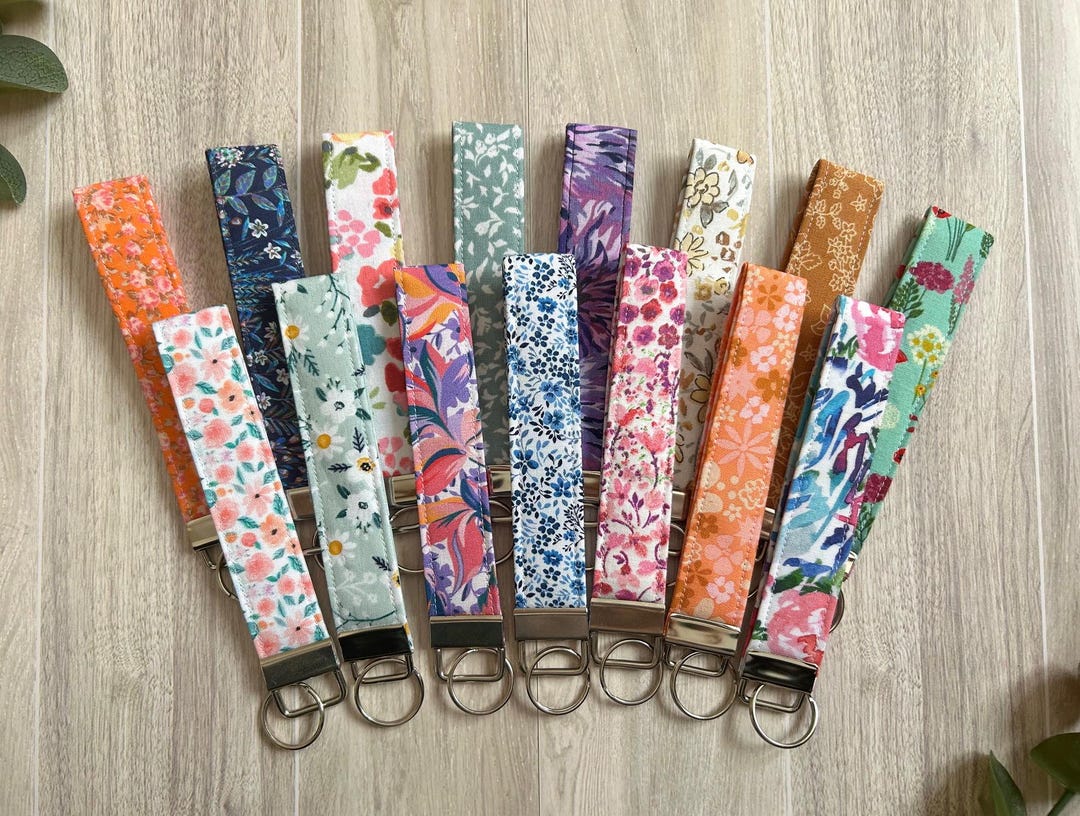Wristlet Keychain | Floral Key Fob | Handmade Fabric Wristlet | Gifts ...