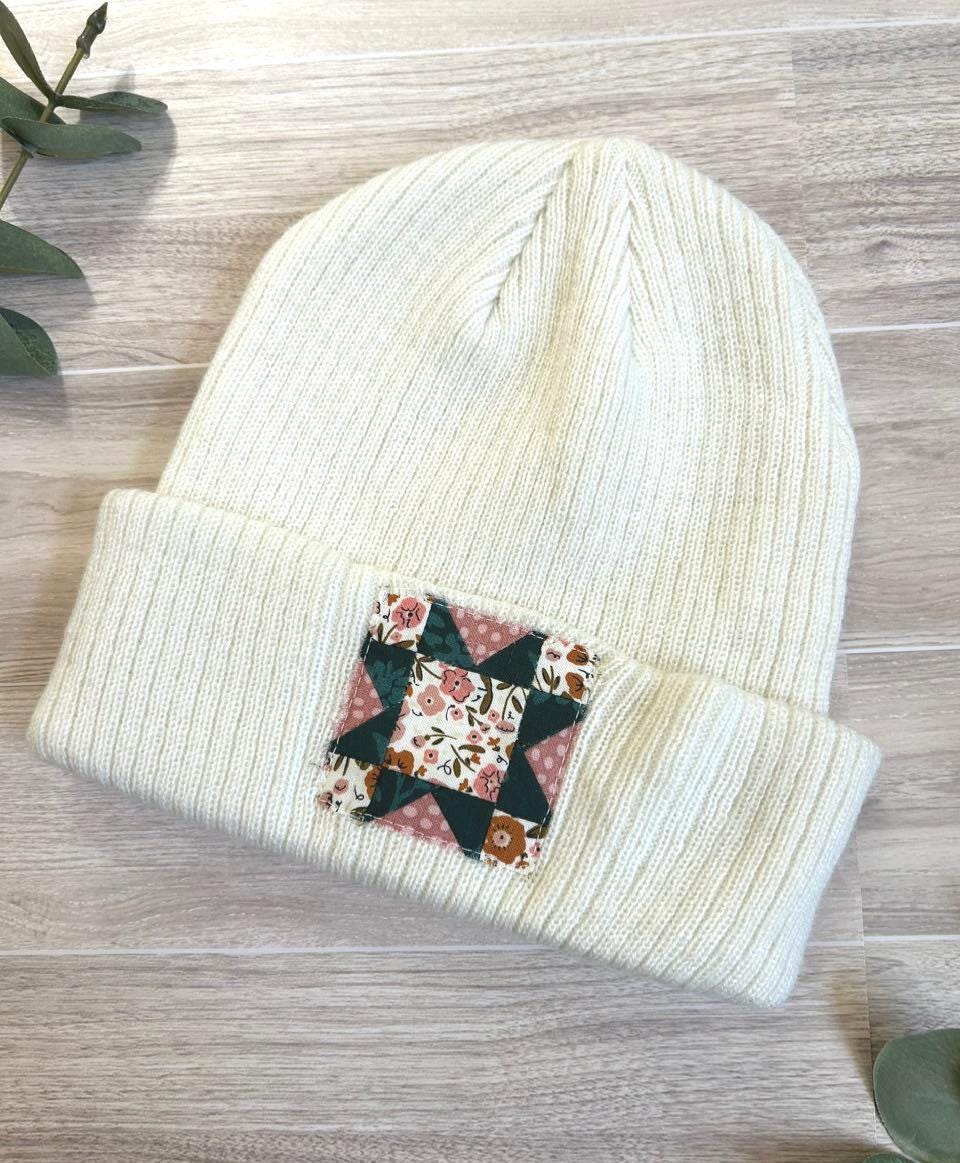 Quilt Block Knit Hat | Patchwork Beanie | Quilt Block Hat | Gifts for ...