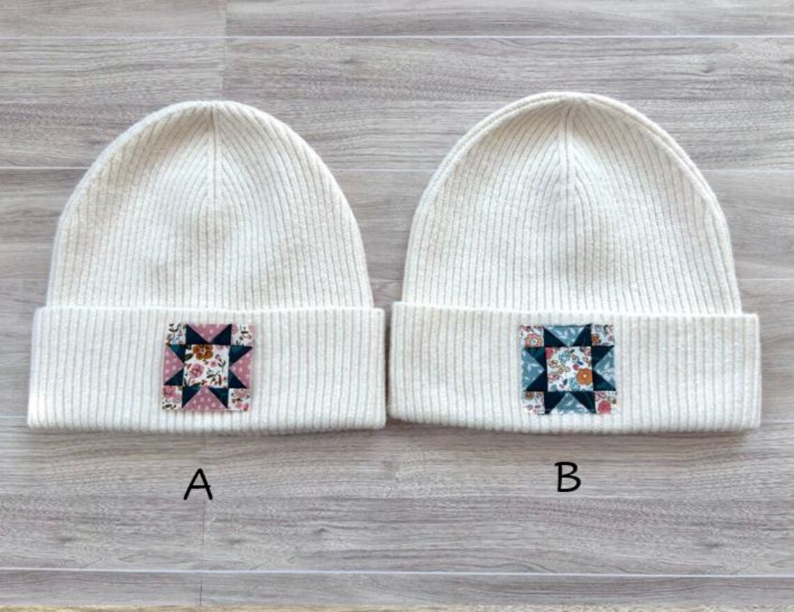 Quilt Block Knit Hat | Patchwork Beanie | Gifts for Her | Handmade ...