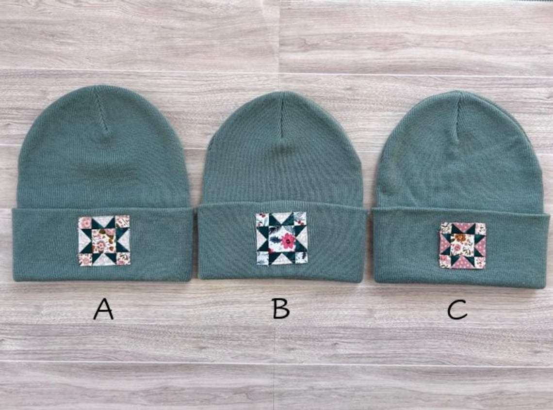 Quilt Block Knit Hat | Patchwork Beanie | Gifts for Her | Handmade ...