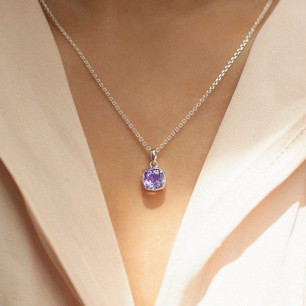 Square Cut Amethyst Pendant - Etsy