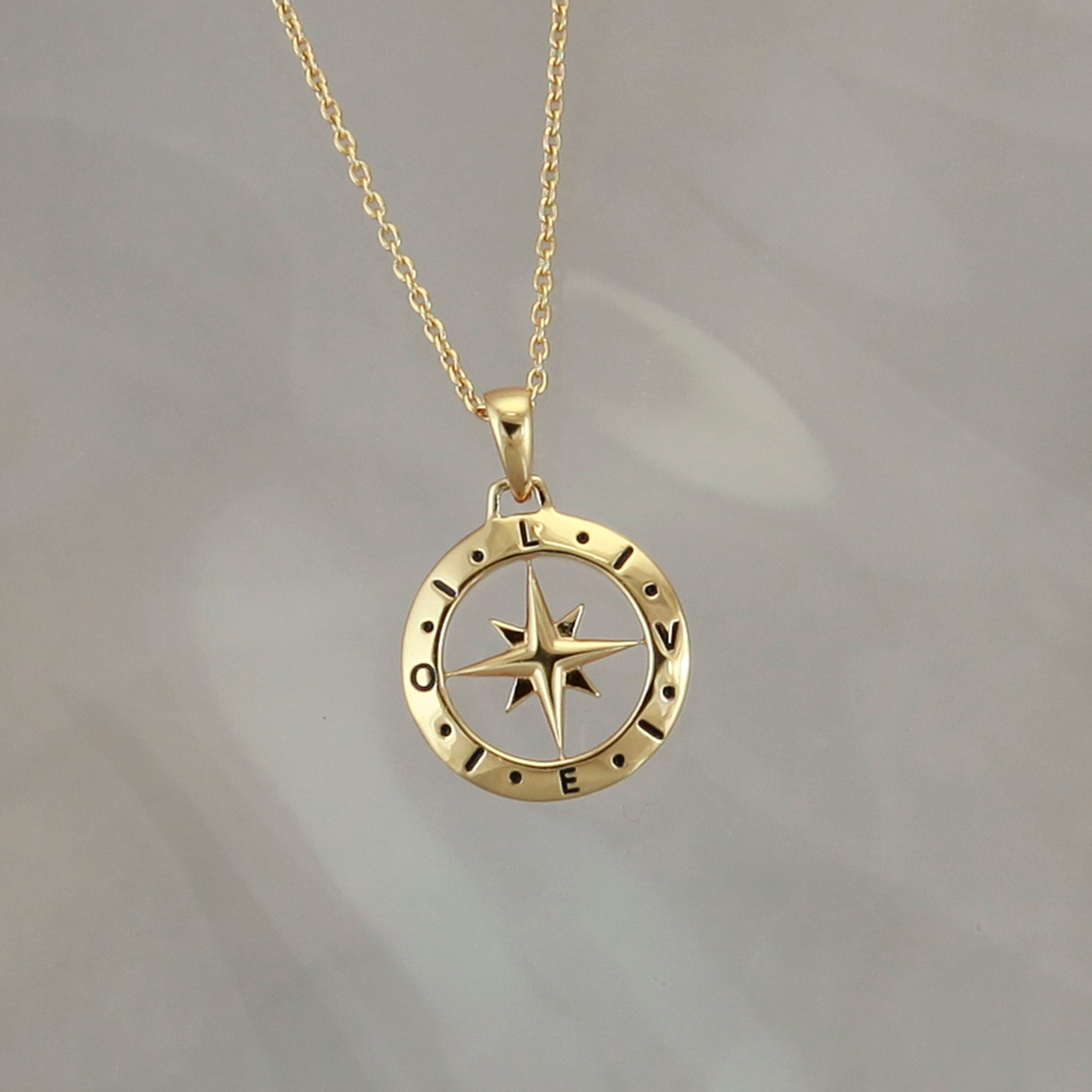 Reversible Gold Compass Necklace Good Luck Charm Pendant for - Etsy