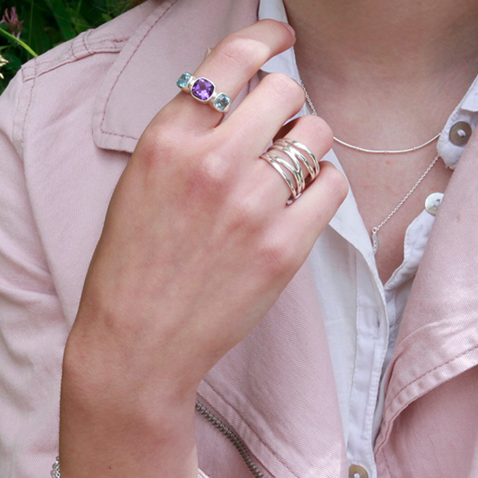 Silver Ring Wide Wrap Ring Multi Band Ring Statement Ring - Etsy