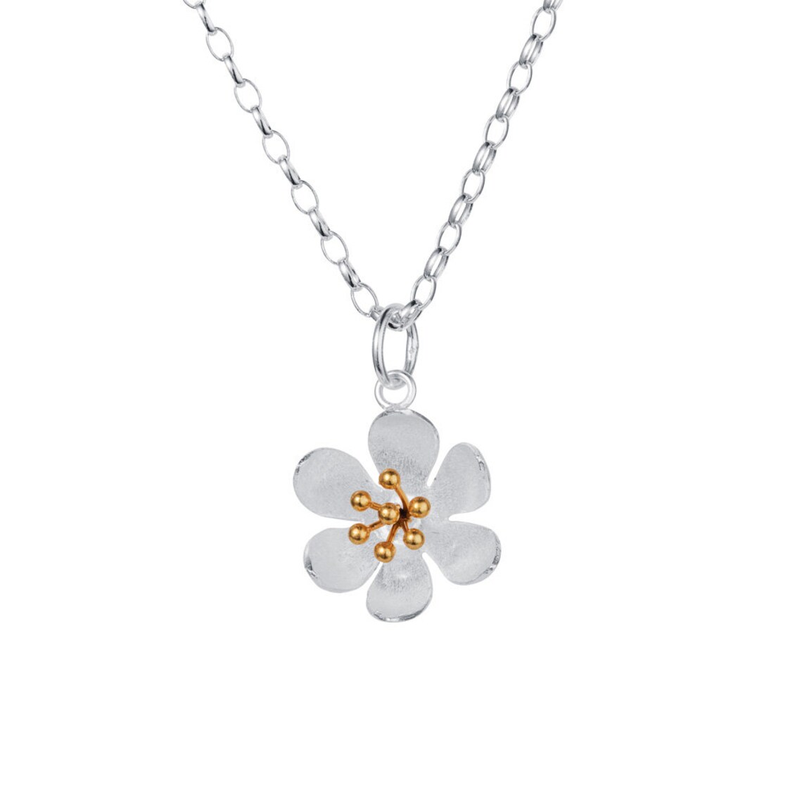 Silver Daisy Pendant Silver and Gold Flower Necklace - Etsy UK